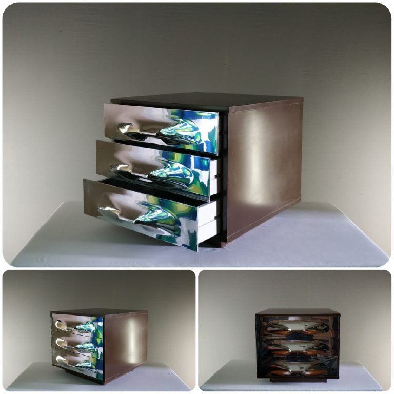 Bureau BAUMANN Vintage en bois et formica - Béllotte-Design
